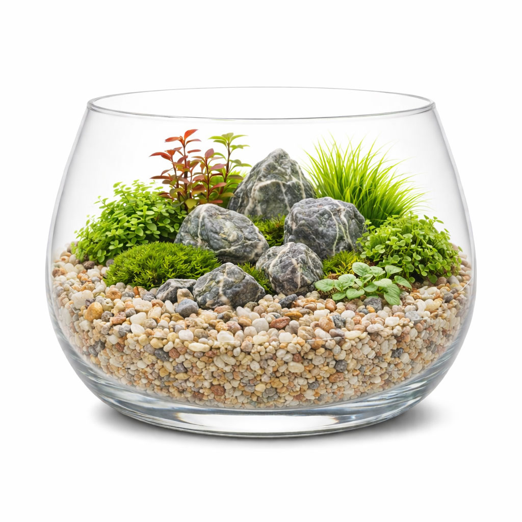 Flaschengarten & Wabi-Kusa Gravel - Natur | Garnelen-Guemmer